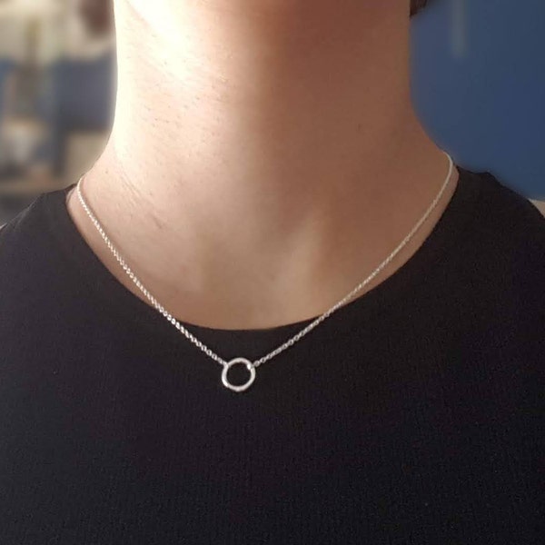 Dainty Circle Chain Choker • Silver Mini Circle Necklace • Sterling ...