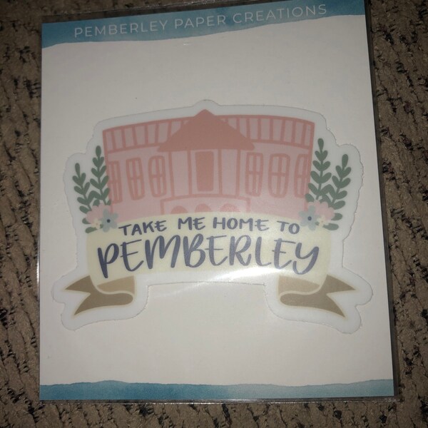 Take Me Home to Pemberley Sticker | Jane Austen Vinyl Waterproof Bottle ...