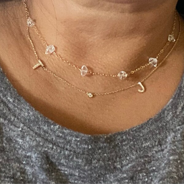 Ultra Tiny Sparkly Herkimer Diamond Necklace, Dainty Diamond Jewelry ...