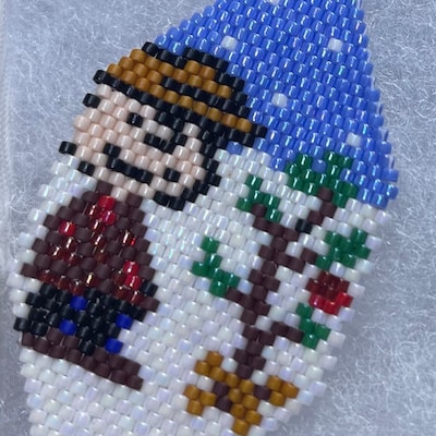 Christmas Cartoon Bead Earrings Pattern Pdfxmas Brick Stitch Seed Bead ...