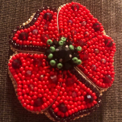 Beaded Poppy Brooch Red Floral Jewelry Embroidered Gift for Her Unique ...