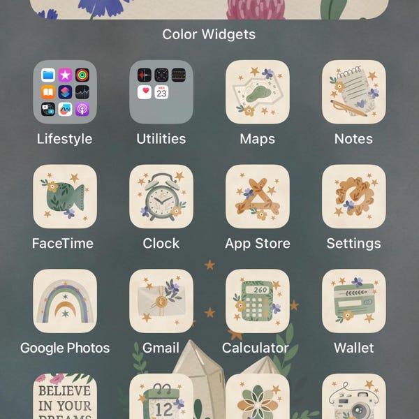 Ios 14 Theme Cottagecore Icons Ios App Icon Green iPhone Android Aesthetic Home Screen, Widget ...