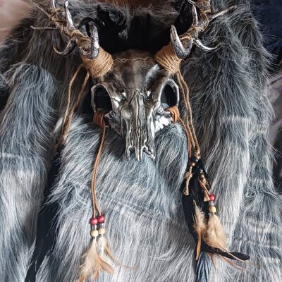 Pagan Ritual Skull Headdress, Samhain Witch Gaelic Festival Skull Crown ...