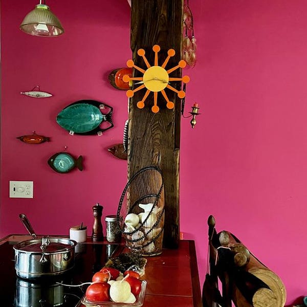 1950's 60's Style Atomic Era Sunburst Clock, Handmade, Mid-century ...