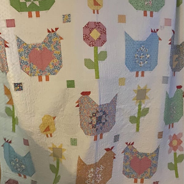 Print | Quilty Chicks | Chicken Block of the Month Quilt Pattern - Etsy