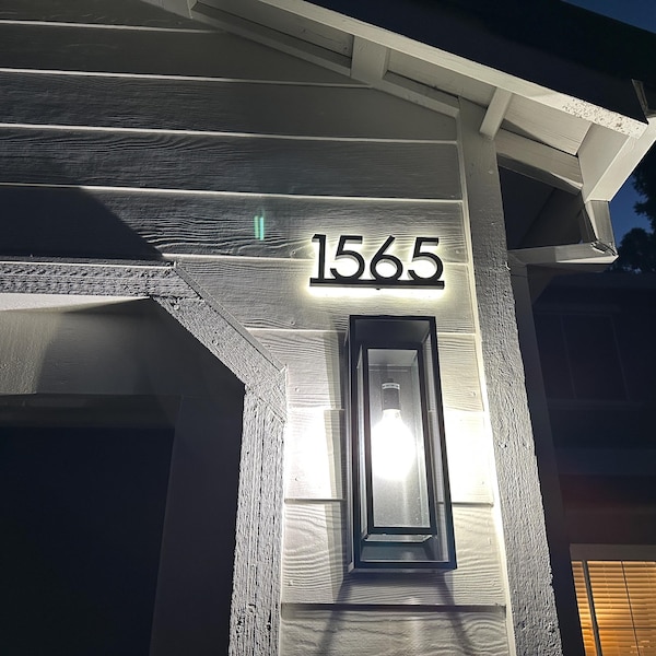 Backlit House Numbers Sign With Color Changing Dimmable LED for Modern ...