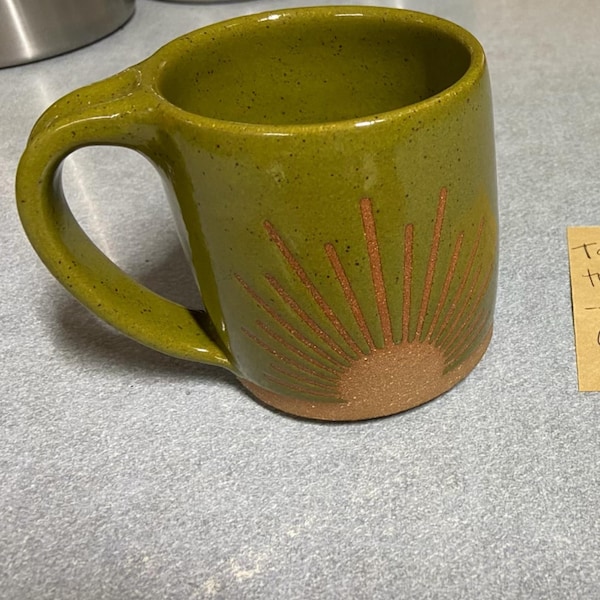 Solstice Mug: Handmade Pottery Mug With Sun Design, Ceramic Coffee Cup ...