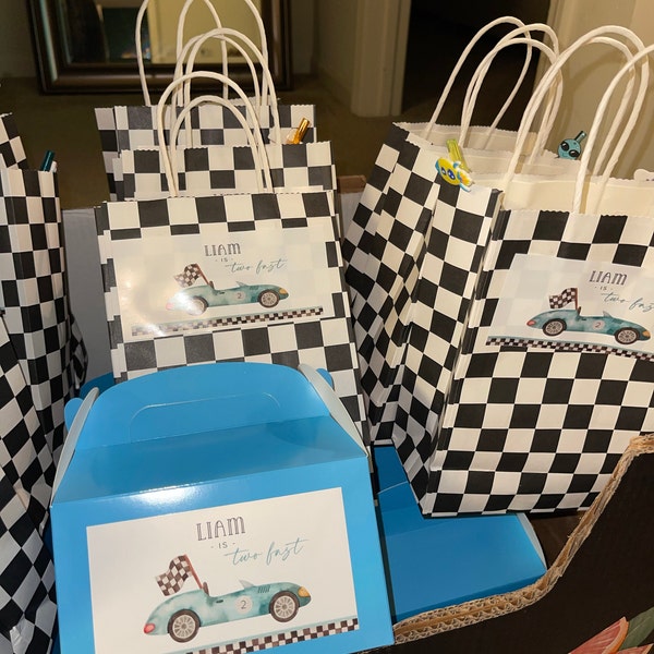 TWO Fast Gable Box Label, Editable Template, Blue Car Gable Box Sticker ...