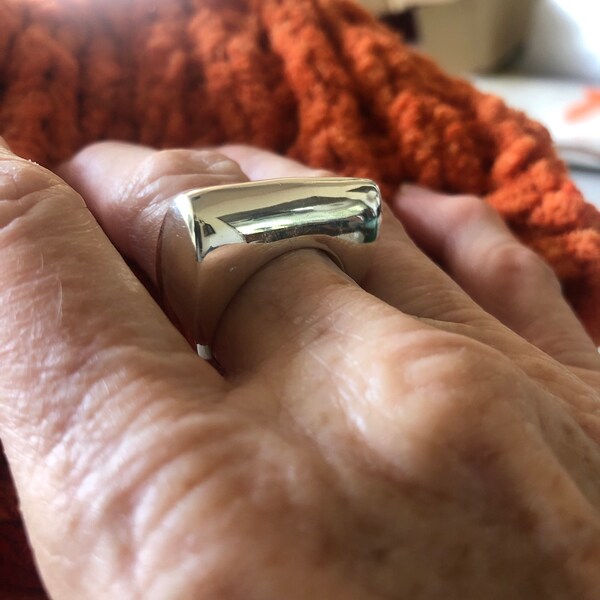 CHUNKY RING, Sterling Silver Ring, 925 Big Ring, Geometric Square Ring ...