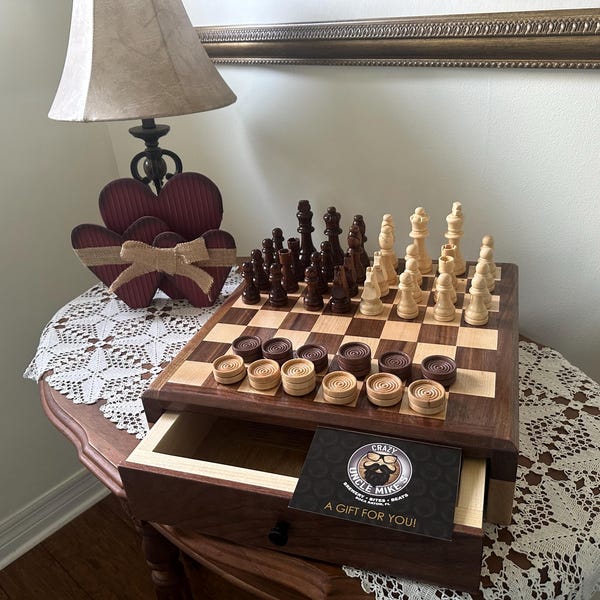Checker Set Handmade, Wood Checker Board, Checker Board, Wood Board ...