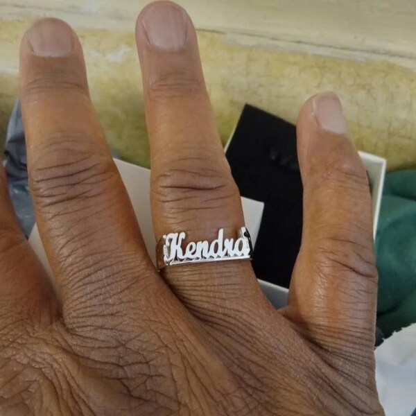 Personalized Name Ring - Cursive Font Name Ring - Custom Name Ring ...