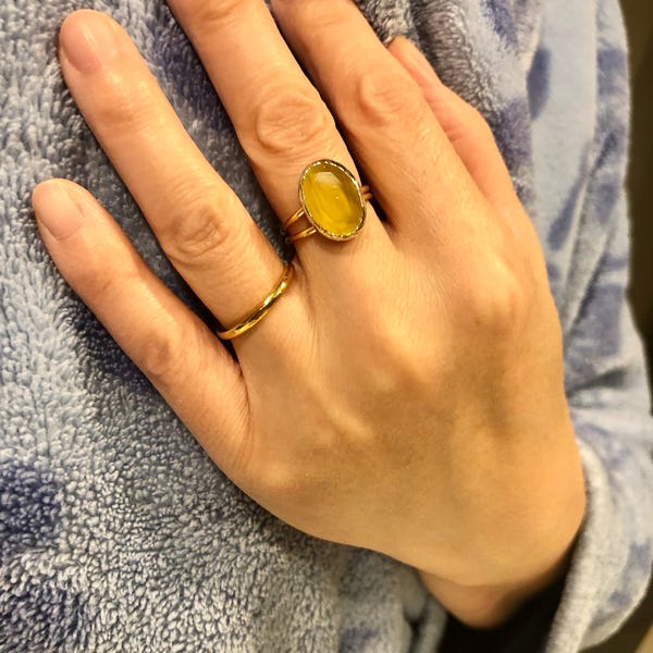 Natural Smoky Quartz Gold Ring,brown Crystals Ring, Bezel Set Smoky ...