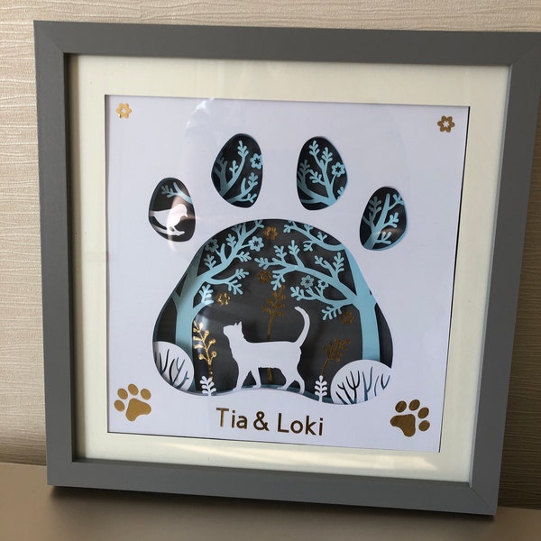 Cat Paw Shadow Box SVG, 3d Papercut SVG, Layered Paper Art Template ...