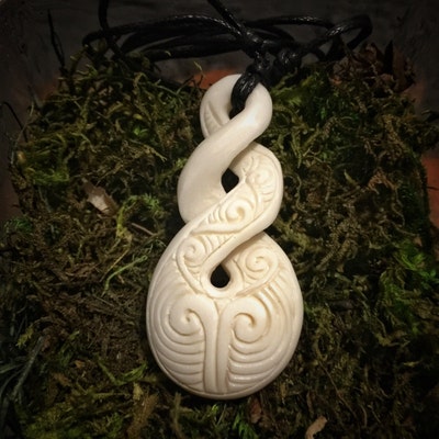 Maori Closed Koru Pendant Necklace Hand Carved Bone Surfer - Etsy