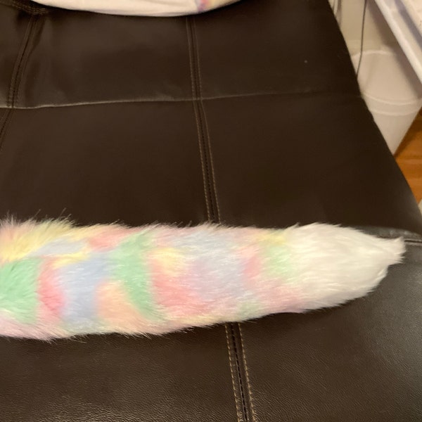 Simple Solid Pastel Tails W/white Tips- Therian Tails - Furry Tails ...