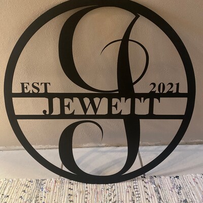 Last Name Sign EST Initial Sign Personalized Family Name - Etsy