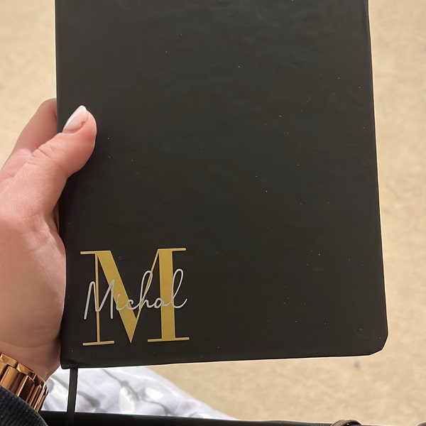 Soft Touch Hardback Personalised A6 A5 A4 Monogram Notebook, Black ...