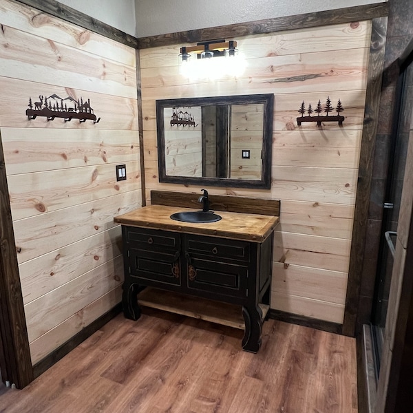 Pine Tree Robe Hook. Rustic Lodge Decor. Metal Wall Mounted Hooks ...