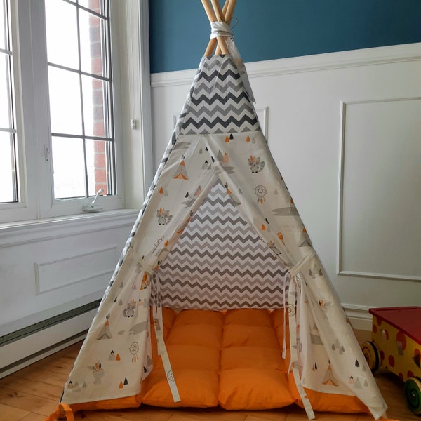 Teepee for Kids Customized From Cotton Gray Stars, Teepee Tent for ...