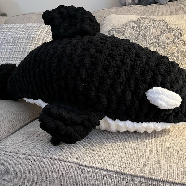 Crochet Orca Plushie Giant Hand-knit Soft Huggable Killer Whale Large ...