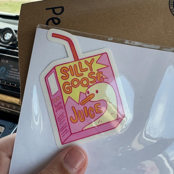 Silly Goose Juice Sticker, 100% Silly, Funny Juice Box Decal, Kawaii ...