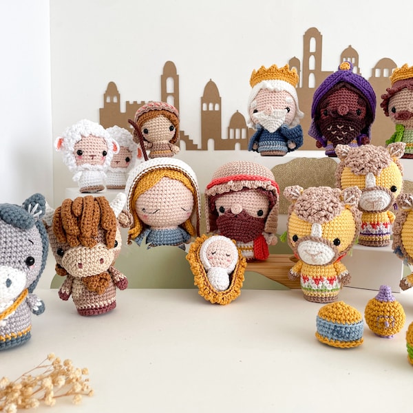 Nativity Set Crochet Pattern Shepherd Camel Angel Ox Calf Bull ...