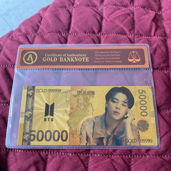 BTS: 24k South Korean Won Gold Note - Etsy