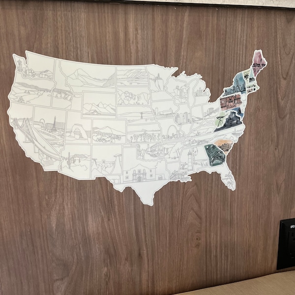 RV Travel Map Sticker | Illustrated US Destinations Vinyl Decal - Etsy
