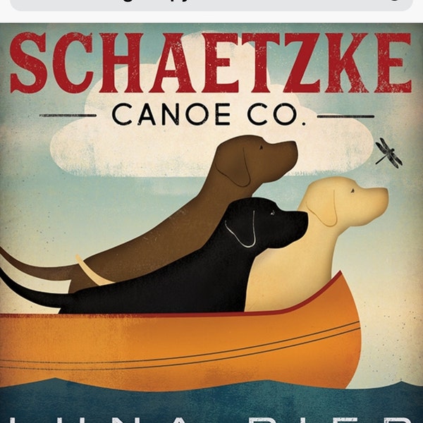 Custom Personalized -- Double Dog Labrador Canoe Company Graphic Art ...