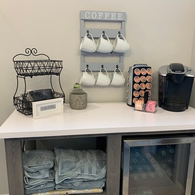 Rustic X Coffee Bar / Rustic X Farmhouse Coffee Bar / Mini Fridge Table ...
