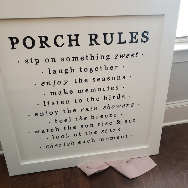 Lg, Porch Rules Sign, Porch Decor, Porch Wall Sign, Porch Rules ...