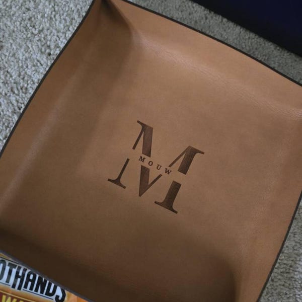 Monogrammed Catch All Tray Brown | Handmade Real Leather Personalized ...