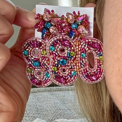 50th Birthday Beaded Earrings, Milestone Birthday, 50 Earrings, 50th ...
