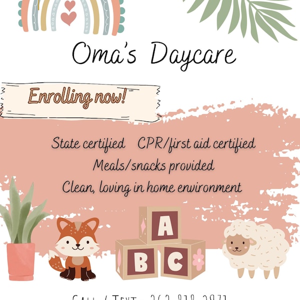 Childcare Flyer, Preschool Flyer, Advertising for Childcare or Daycare ...