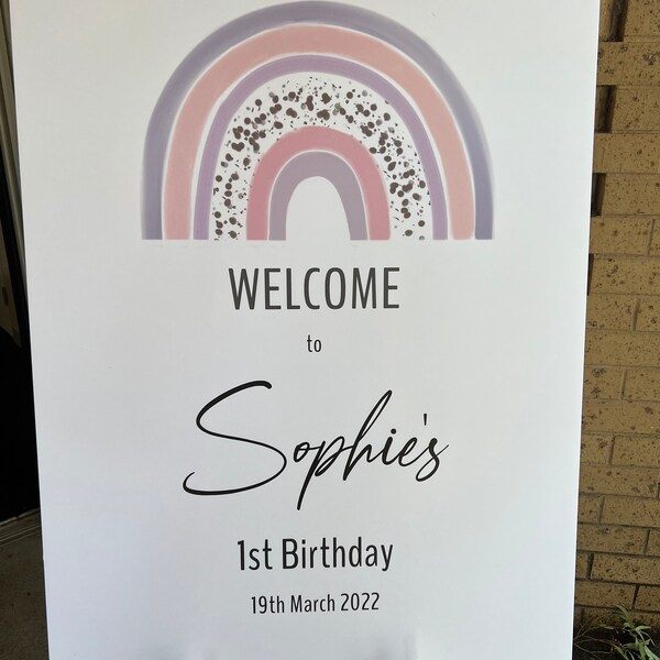 Pastel Rainbow Baby Shower Simple Welcome Sign, Gender Neutral, Baby ...