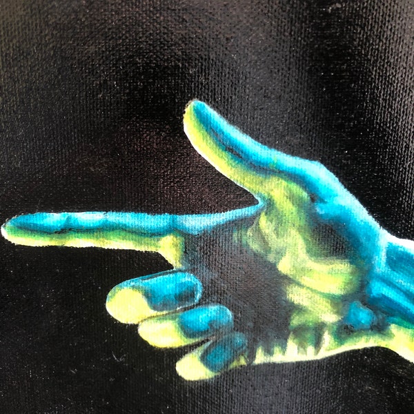 Painting Human Hand | Blue | 24x18 | Premium Artwork on Canvas - Etsy