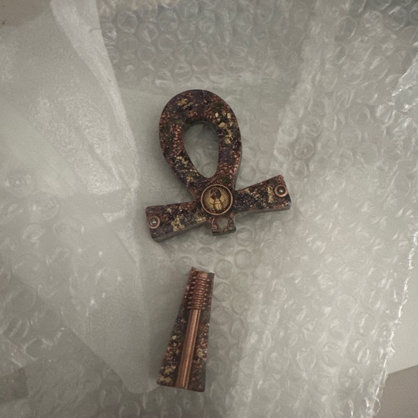 Orgone Holographic Ankh With Lapis Lazuli, Shungite, Rhodizite, Peridot ...