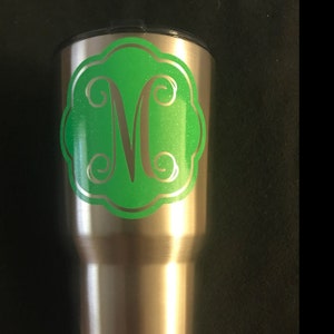 Glitter Fancy Monogram Decal YETI Tumbler Decal Elegant - Etsy