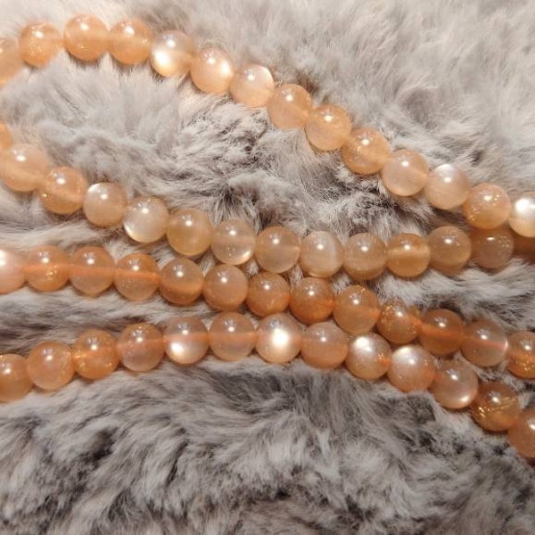 AAA Natural Peach Moonstone Bead. 6mm 8mm 10mm Round Bead. Beautiful ...