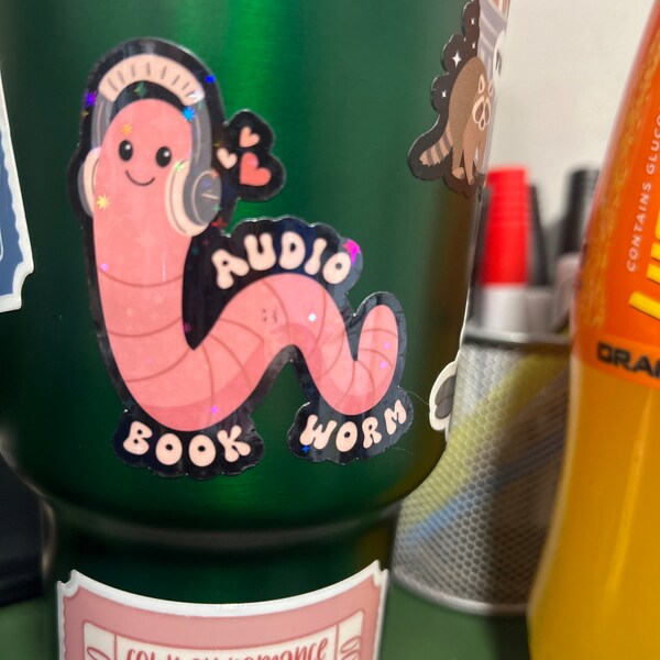 Audio Bookworm Holographic Sticker - Etsy