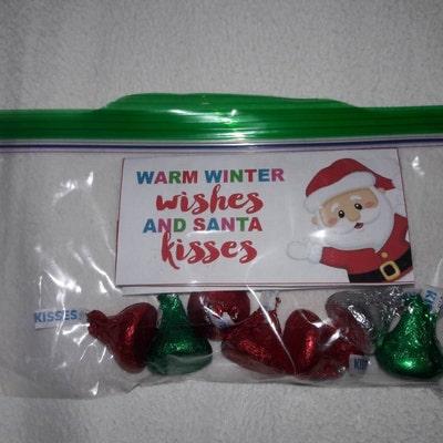 Santa Kisses Christmas Bag Topper Christmas Bag Topper, Printable Bag ...