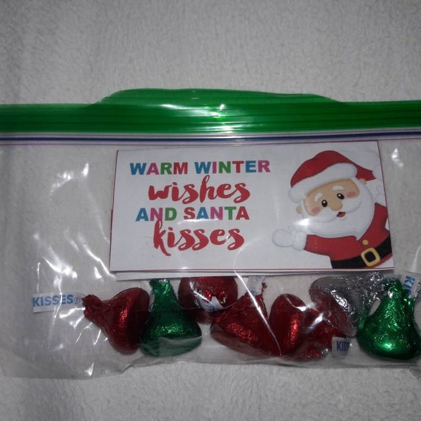 Santa Kisses Christmas Bag Topper Christmas Bag Topper, Printable Bag ...