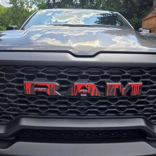 RAM Grill Emblem Overlay Decals DRIPPING RED Fits 2009-2026 1500-5500 ...