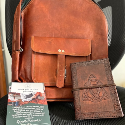 Leather Grimoire Journal, Spell Book of Shadows, Celtic Knot Engraved ...