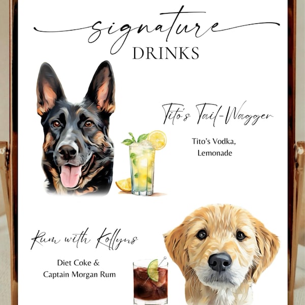 Pet Signature Drink Sign, Pet Signature Cocktail Sign, Cat Signature ...