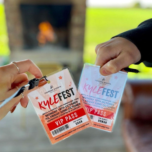 Personalised Festival Style VIP Pass & Lanyard Invitations Invites ...
