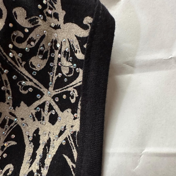 New Vocal Apparel Womens Black Embellished Crochet Lace Contrast ...