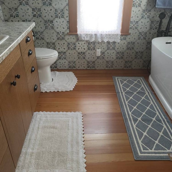 Oval Bath Runner 24"x60" Large Handmade Washable Decorative Rug ...