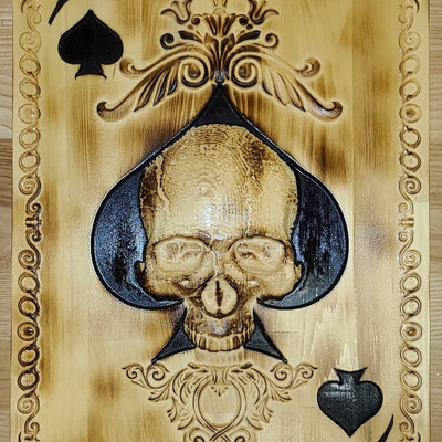 Skull Ace of Spades, 3D STL Model for Cnc Users, CNC Router Engraver, V ...