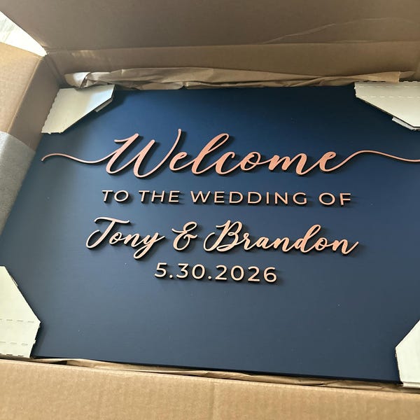 3D Wedding Welcome Sign, 3D Wedding Signage, Custom Wood Wedding Sign ...